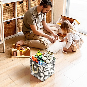 HZZTY BRNY Cube Storage Basket Fabric Storage Bins [3 Pack] Foldable Square Canvas Bin Collapsible Linen Cubby Organizer with Handles for Shelf Closet Clothes Nursery Toy 11” x 11” x 11” White