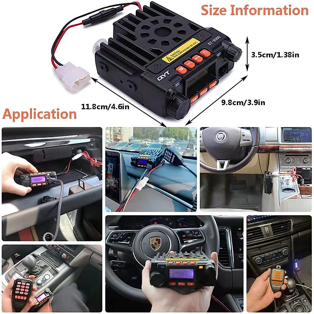 QYT KT-8900 20W Dual Band Mini Car Radio Mobile Transceiver, Dual Standby VHF/UHF Mobile Radio GMRS Repeater NOAA Weather Long Range Two-Way Radios + Free Programming Cable and CD…