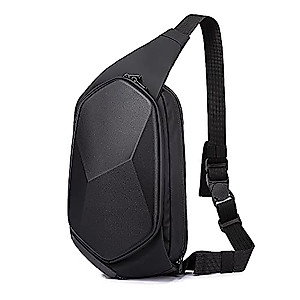 BANGE Sling Bag Waterproof Safe Protect Shell Crossbady Bag Backpack, Biking Hiking Travel Shoulder Bag (Black Large)