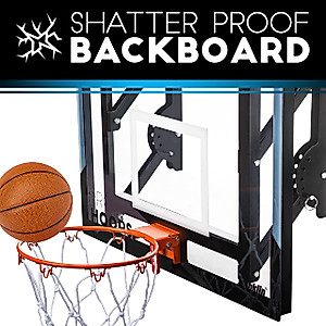 Franklin Sports Wall Mounted Basketball Hoop – Fully Adjustable – Shatter Resistant – Accessories Included, Black/White