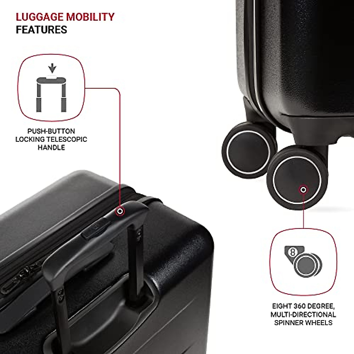 SwissGear 8020 Hardside Expandable Luggage with Spinner Wheels, Black, Checked-Large 27-Inch