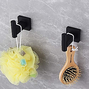 GERZWY Bathroom Matte Black Coat Hook SUS 304 Stainless Steel Single Towel/Robe Clothes Hook for Bath Kitchen Garage Heavy Duty Contemporary Hotel Style Wall Mounted 2 Pack DG1407-BK