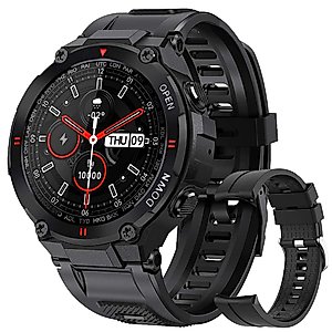 Sqeffort Sports Smart Watch for Men, Waterproof Fitness Tracker SmartWatch with Heart Rate Monitor/Blood Pressure/SpO2 Monitor Sport Running Watch for Android and iOS (Black)