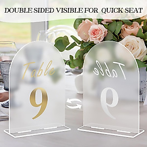 Kintkita Wedding Table Numbers 1-15, 5 X 7 Inch Acrylic Table Numbers for Wedding Reception Display,Gold Table Number Wedding Signs Stand For Anniversary, Event, Party,Wedding Table
