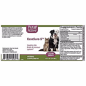 PetAlive EaseSure-S - All Natural Herbal Supplement for Symptoms of Pet Seizures - Reduces Involuntary Muscle Movements and Twitching in Dogs and Cats - 59 mL