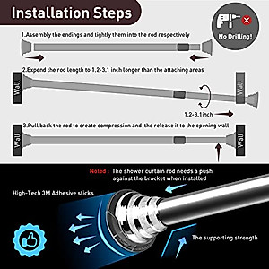 BUTIBLENER Shower Curtain Rod Holder for Wall 4 Pack, Adhesive Shower Rod Tension Retainer, No Drilling, Invisible Wall Mount Holder, Transparent(Shower Curtain Rod Not Included)