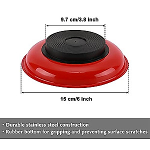 EMENTOL 5PCS 6-Inch Round Magnetic Tray Set, Stainless Steel Magnetic Bowl, for Screws, Nuts, Bolts, Metal Parts