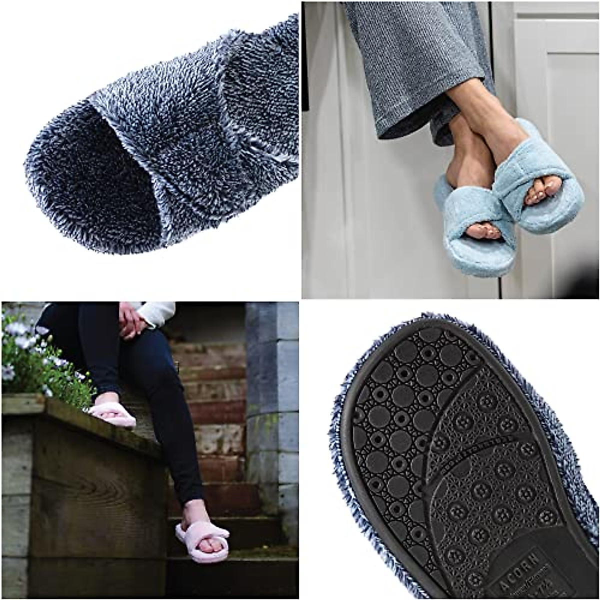 Acorn Women's Spa Slide Slipper, Powder Blue, 5-6