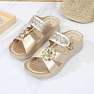 justHIGH Women’s Beach Wedge Sandals – Ladies Platform Flip Flops with Orthotic Arch Support Lightweight