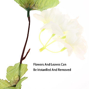 UUPP 2Pcs Artificial Cherry Blossom Flower Garland Silk Fake Hanging Flower Vines for Home Wedding Decoration 7.2FT, White