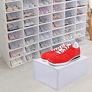 TFCFL 20/24 Pack Shoe Storage Box Shoe Box, Upthehill Clear Plastic Stackable Shoe Organizer Space Saving Foldable Shoe Container, 33 x 23 x 14cm (24 Pack)