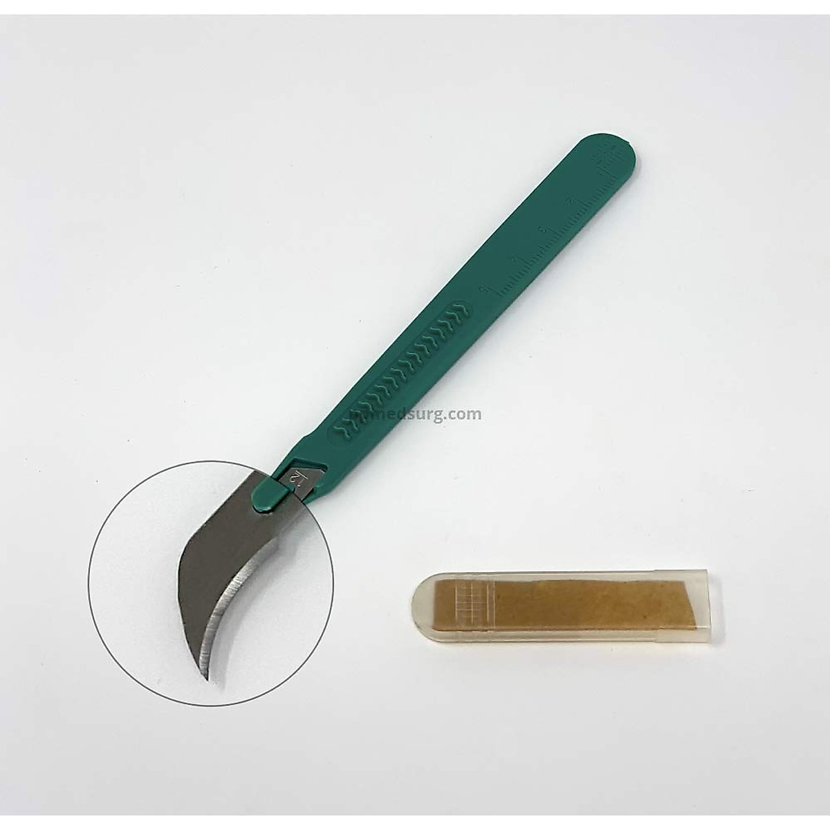 Disposable Scalpels Sterile Surgical Blade Size 12 Stainless Steel with Plastic Handle & Metric Line Individually Foil Wrapped Box of 10