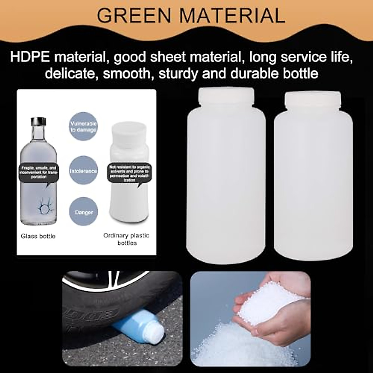10Pcs 33.82oz/1000ml Plastic Bottles, Lab Cylindrical Chemical Reagent Bottle, Wide Mouth Laboratory Reagent Polyethylene Bottle Sample Sealing Liquid Storage Container for Food Store Translucent
