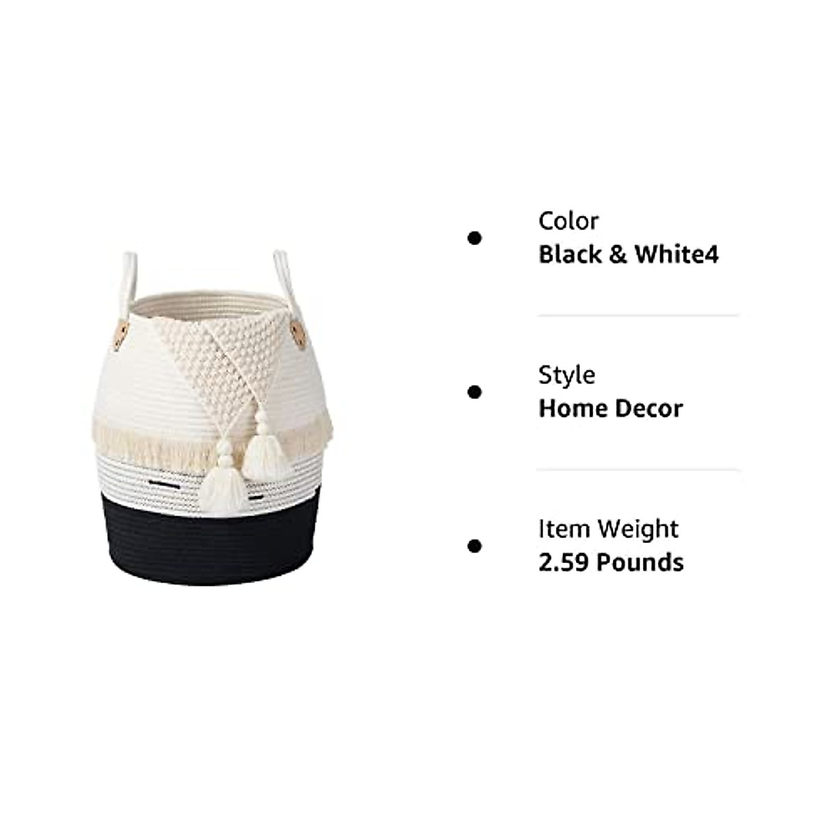 ANTJUMPER Cotton Rope Basket Hamper, Decorative Laundry Woven Storage Bin for Toys Clothes in Bedroom Bathroom Living Room (15“x15"x16")