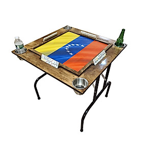 The Kitchen Zone Custom Domino Table with Flag - Anti-scrash and Water-Resistant(Legs Included)