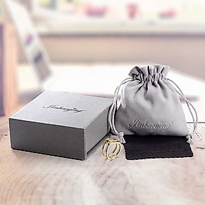 Jinbaoying Gold Rings for Women Girl Statement Fashion Rings Gold Plated Stainless Steel Engagement Promise Knot Love Rings (Gold, 8)