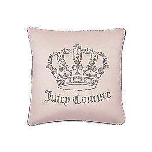 Juicy Couture Polyester Gothic Rhinestone Decorative 1-Piece Indoor/Outdoor Pillow, 1 Count (Pack of 1), Blush