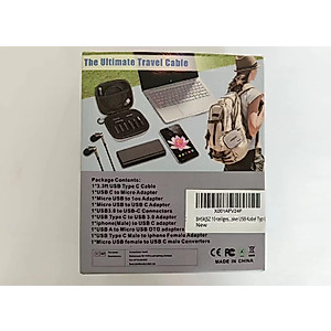 10Piece Type C Adapter Kit, Compatible with Micro-USB/Type-C/USB/1 -p Hone Cable,Foam Insert Travel Case with Carabiner, Includes USB Type C Cable