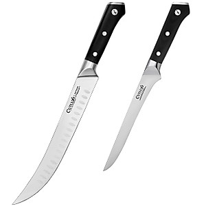 Cutluxe Cimeter Knife & Boning Knife– Forged High Carbon German Steel – Full Tang & Razor Sharp – Ergonomic Handle Design – Artisan Series