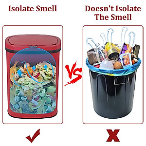 Trash Can 13 Gallon Automatic Kitchen Garbage Can Touch Free Stainless Steel Kitchen Trash Can with Lid, 50L High Capacity Electronic Touchless Sensor Trash Bin Garbage Bin Waste Bin, Red