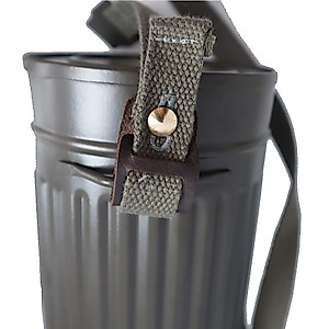 YBRR WW2 Gas Mask Canister Leather Accessories German Retro Outdoor Film Canister Box Storage Box Metal, green