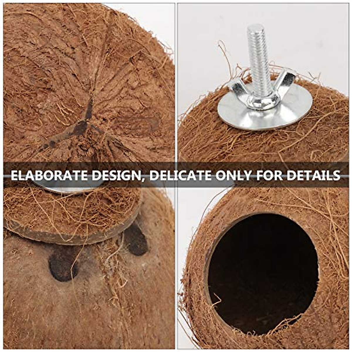 balacoo Natural Coco Hideaway Parrot Birds Reptile Coconut Shell House Bird Nest Cage Hanging Toy for Budgies Parakeet Cockatiels Finch Hamster Rat