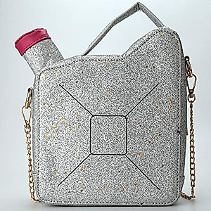QiMing Gasoline Shoulder Handbag,Sequins PU CrossBody PursesTote Bag for Women(Silver)