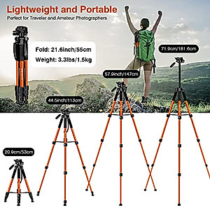 Victiv 72 inch Camera Tripod, Tall Tripod for Camera Cell Phone, Heavy Duty Camera Tripod Stand, Professional Aluminum Monopod, Compatible with DSLR Cameras, Binocular, Spotting Scopes - Orange
