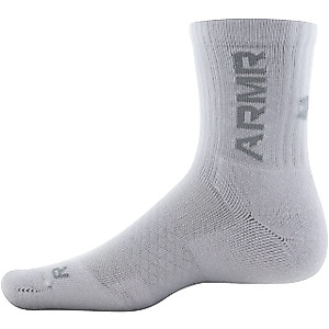 Under Armour Standard 3-Maker Mid-Crew Socks, 3-Pairs, White, Large