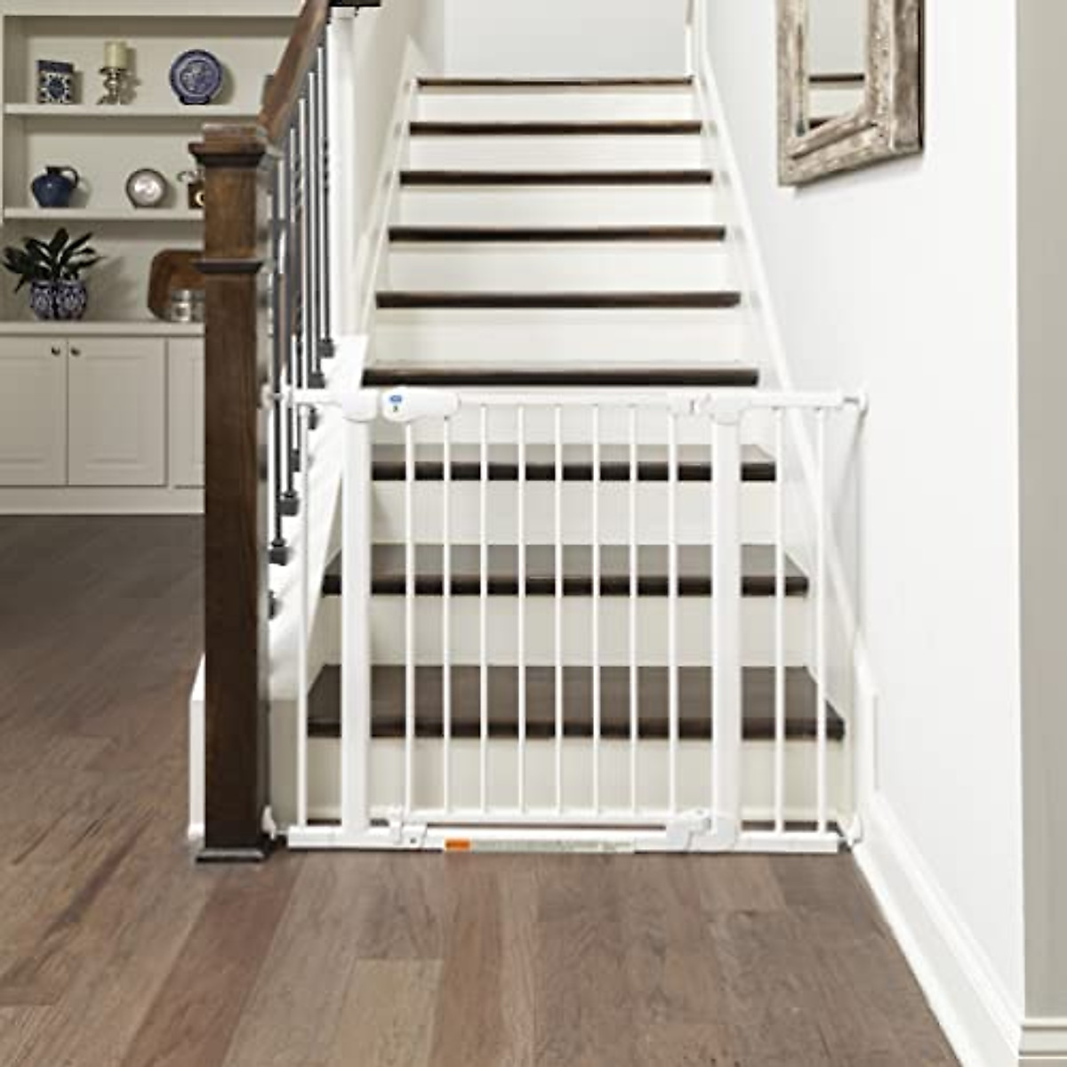 Qdos Safety Auto-Close SafeGate Baby Gate - Professional Grade Meets Tougher European Standards - Automatically Closes & Latches - Magnetic Lock Indicator - Easy Installation | Pressure Mount | White
