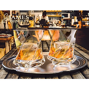 STAR Whiskey Glasses Heavy Tumbler – Elevate your Drinking Experience Whiskey Set of 2 Hand Blown, Cystal, Bourbon Glass (7oz) w/ Matching Ice Mold Glassware sets gifts for Men, Rock Glasses