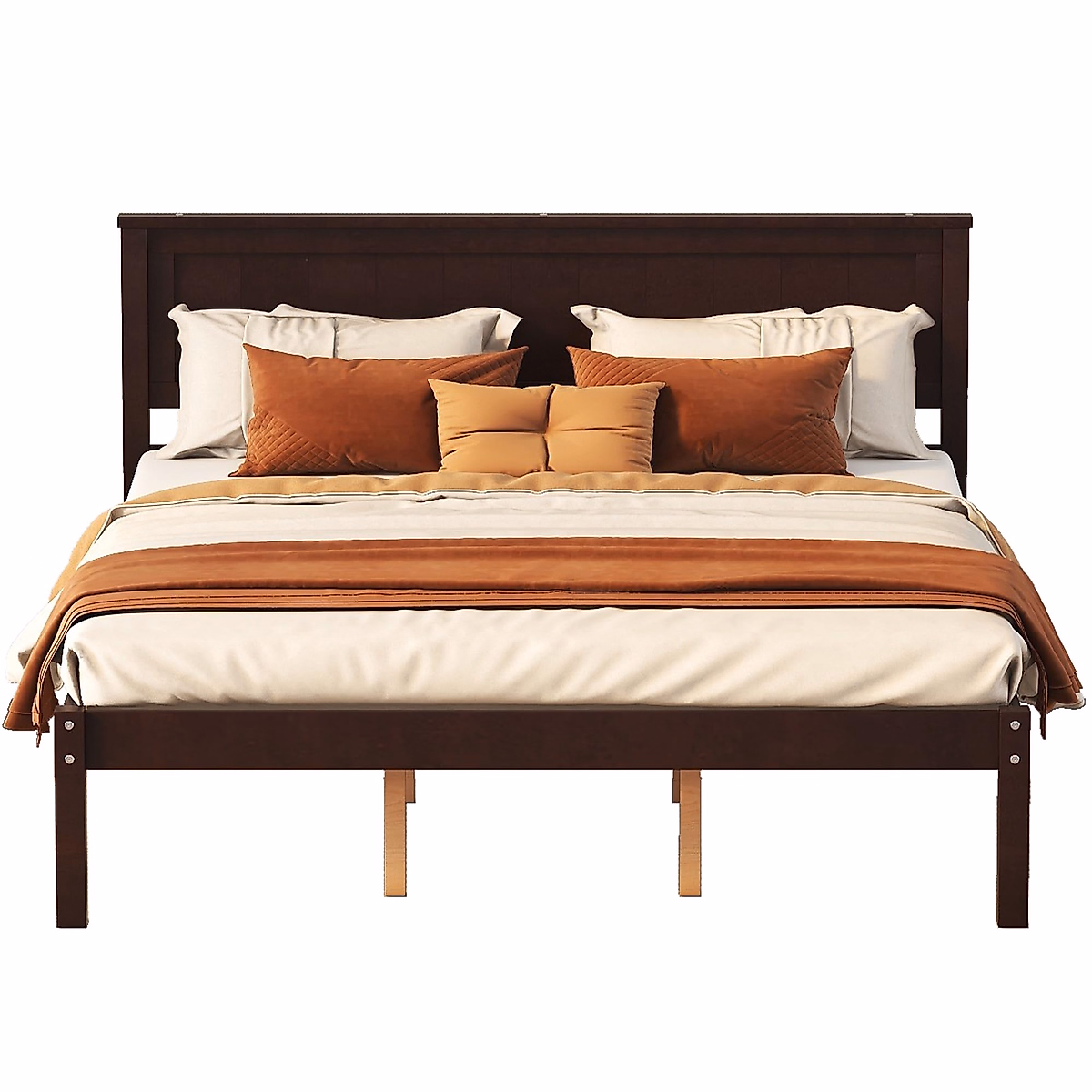 Harper & Bright Designs Wood Queen Size Bed Frame with Headboard and Footboard, Queen Size Platform Bed with Wooden Slat Support for Boys, Girls,No Box Spring Needed,Espresso