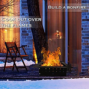 Square Fire Pit Insert Ring Liner, Outdoor Heavy Duty 2.0mm Steel, 24 Inch Inside Diameter, 32 Inch Outside Diameter, for Outdoor Wood Burning Fireplace Camping and Bonfire