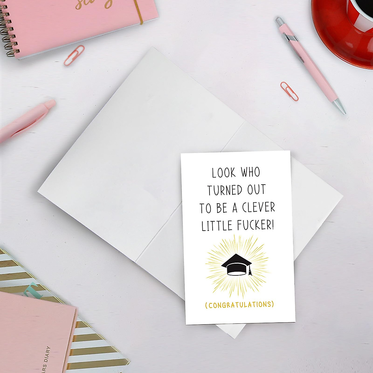 SuperShunhu Funny Graduation Card for Him Her, Graduation Gifts for University, College, PHD, Law School or More, Humorous Congrats Grad Card