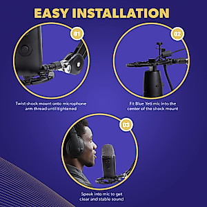 Auphonix Silver PRO Microphone Shock Mount – Shockmount Compatible w/Blue Yeti, Yeti Pro, & Snowball Mic