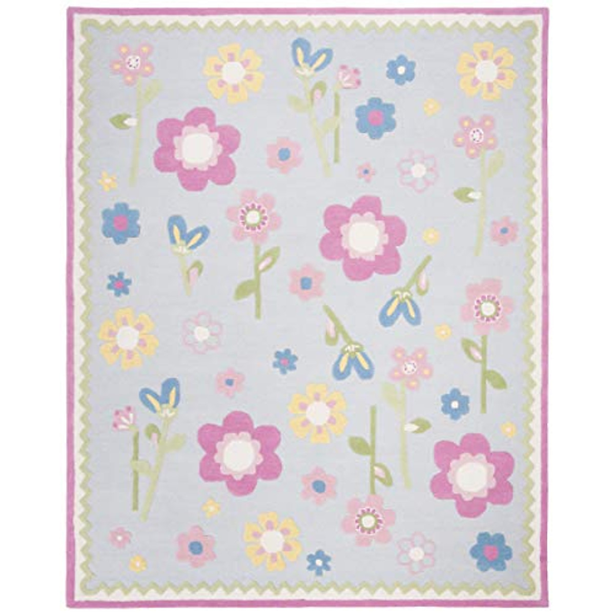 SAFAVIEH Kids Collection 8' x 10' Blue/Multi SFK311A Handmade Floral Wool Area Rug