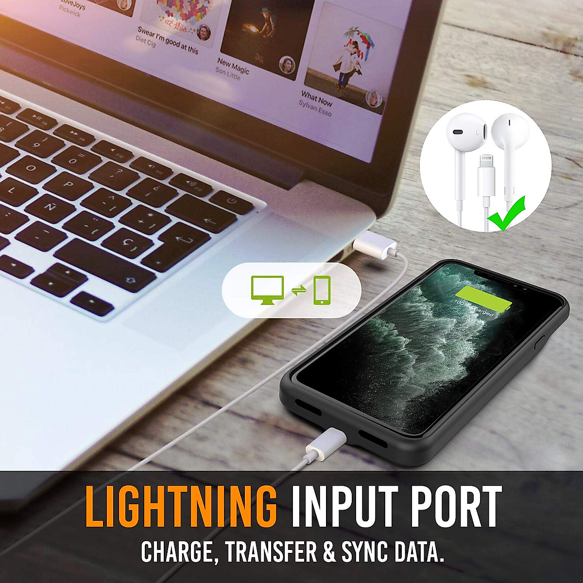 Alpatronix Battery Case for iPhone 13 Mini (5.4 inch), Strong Slim Portable Protective Extended Charger Cover with Wireless Charging, CarPlay and Certified Connector Chip (BX13mini) - Black