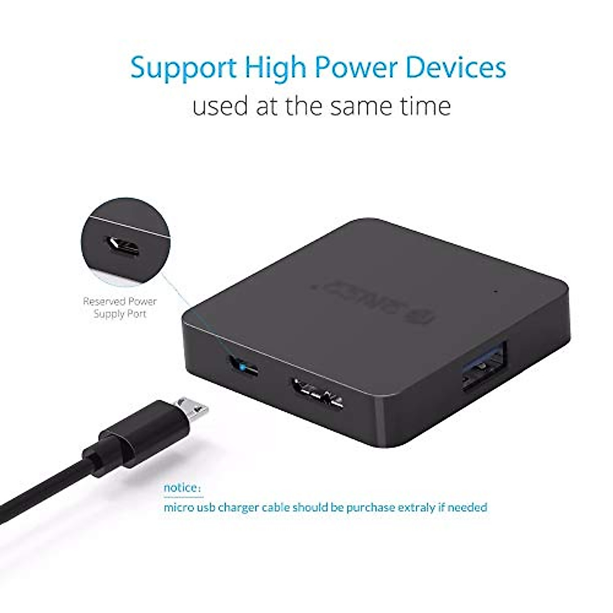 SJYDQ Super Speed 4 Port USB HUB 3.0 Portable OTG HUB USB Splitter with Micro B Power Port for MacBook Laptop PC Tablet