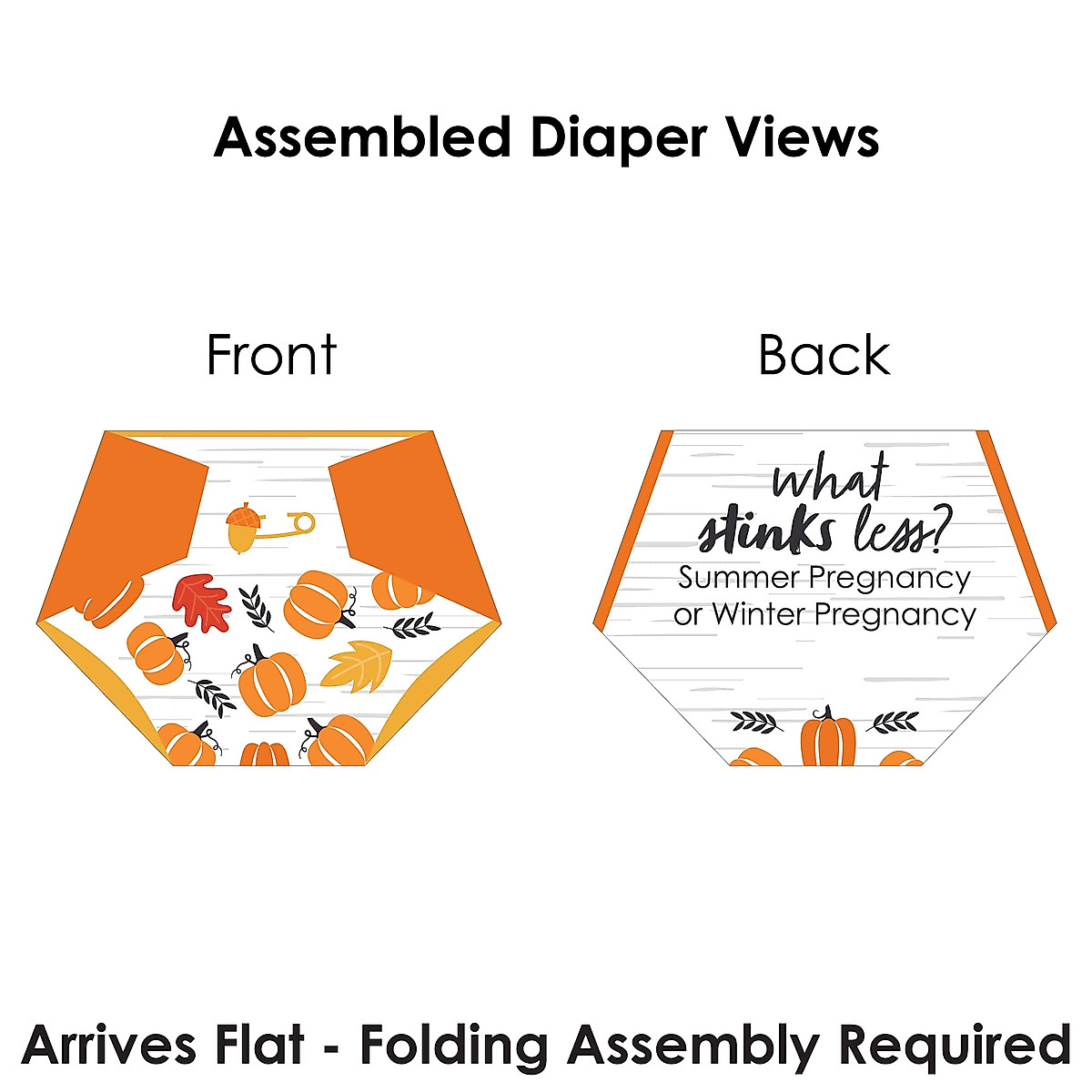 Big Dot of Happiness Fall Pumpkin - Halloween or Thanksgiving Baby Shower Conversation Starter - 2-in-1 Dirty Diaper Game - Set of 24