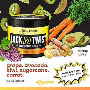 AllDay Locks Locking Gel | Retwists Locks, Supreme Hold | Smooths & Tames Frizz, Flake-Free, Soft Finish | 15 Oz