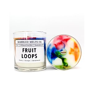 Generic Fruit Loops Candle - Aromatherapy Candle - Marbled Candle - Cereal Candle - Cool Candle - Candle Gifts - Fruit Loops Scented - Wood Wick Candle - 40-60 Hour Burn Time - Handmade (Fruit Loops)