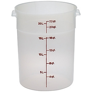 Storage Container, Round, 22 Qt., 13-1/2'' Dia. X 15''H, Translucent, Polypropylene, Nsf (6 Pieces/Unit)
