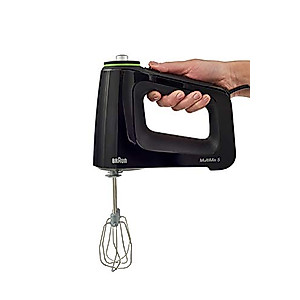 Braun Electric Hand Mixer, 9-Speed, 350W, Lightweight with Soft Anti-Slip Handle, Accessories to Beat & Whisk (Multi-Whisk), Dough Hooks to Knead & 2-Cup Chopper + Storage Bag, MultiMix 5, HM5130