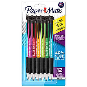 Paper Mate Mechanical Pencils, Write Bros. Comfort #2 Pencil with Comfort Grip, Great for Long Writing Tasks, 0.7mm, 12 Count