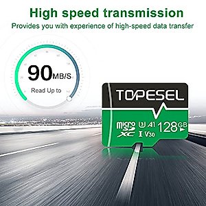 TOPESEL 128GB Micro SD Card 3 Pack Memory Cards A1 V30 U3 Class 10 Micro SDXC UHS-I TF Card for Camera/Drone/Dash Cam(3 Pack U3 128GB)