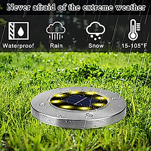 24 Pack Solar Ground Lights Outdoor Waterproof, 8LED Pathway Lights Solar Powered, Solar Disc Outdoor Garden In-Ground Lights for Yard Pool Patio Deck Garden Pathway Landscape Lighting (Warm Light)