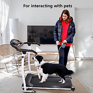 AW Folding Electric Treadmill Portable Running Walking Treadmill with LCD Display Easy Assembly for Home Exercise White