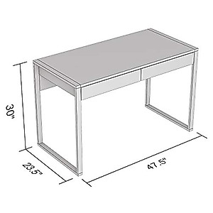 Safdie & Co. Computer Desk 47inch for Home Office and Small Spaces with 2 Drawers Dark Taupe with Black Metal. Ideal for Writing, Gaming, Study, Work from Home.