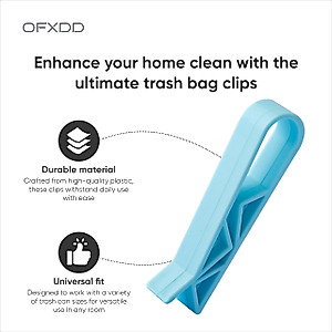 Trash Bag Clips 4 Pcs - Fixation Trash Bag Holder for Trash Can - Anti-Slip Garbage Can Clips Plastic for Kitchen, Washroom