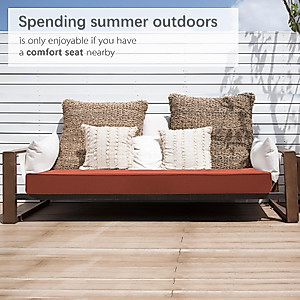 Favoyard Outdoor Bench Cushion 48 x 18 Inch Waterproof Patio Furniture Cushions 3-Year Color Fastness Garden Sofa Settee Couch Swing Pads with Handle and Adjustable Straps, Spice